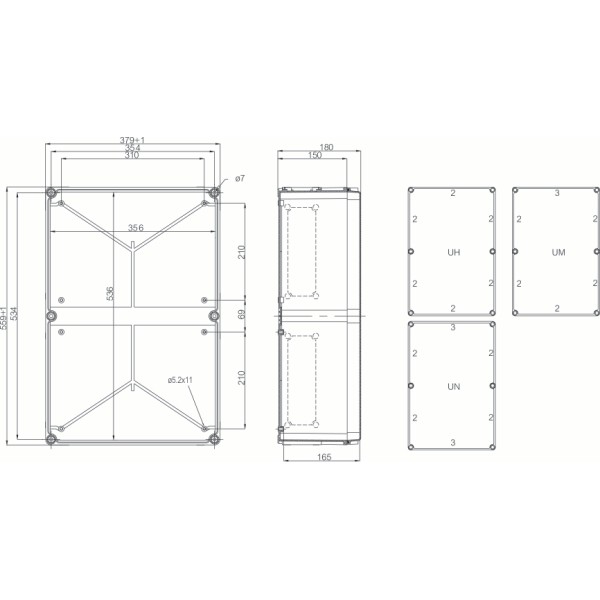 Fibox EK Terminal Box PC IP66 and IP67 H380 x W560 x D180mm Grey