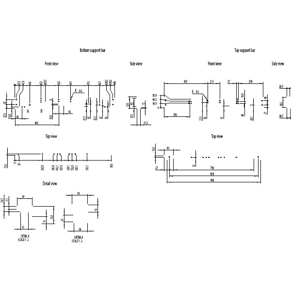 nVent HOFFMAN MCS /MCD Swing Frame Horizontal Support Bar W1200mm