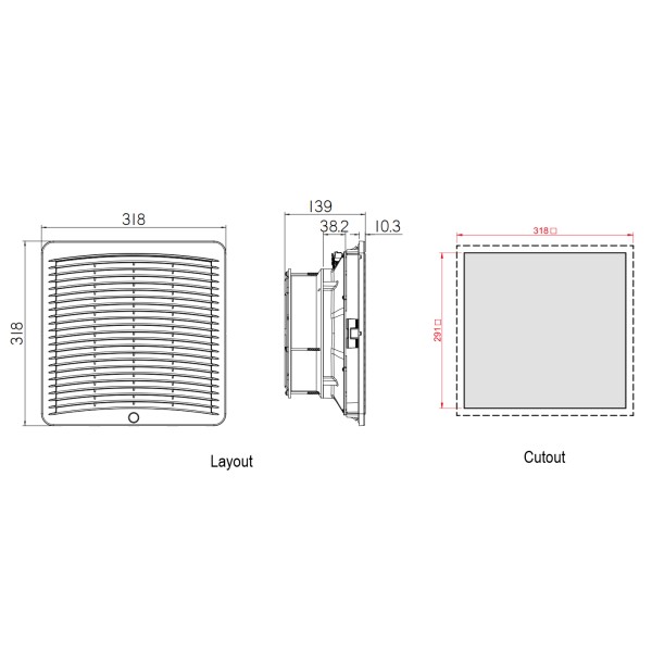 Cosmotec Kryos Filter Fan H318 x W318 x D139mm 230V AC 500m3 per Hour