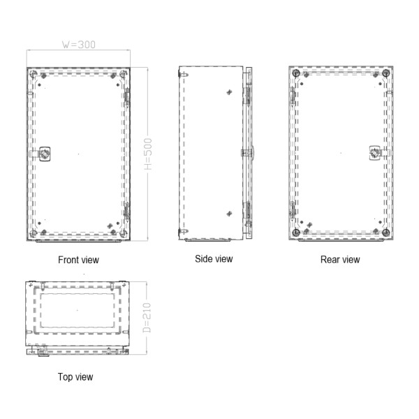nVent HOFFMAN MAS Enclosure Wall Mount Mild Steel IP66 H500 x W300 x ...