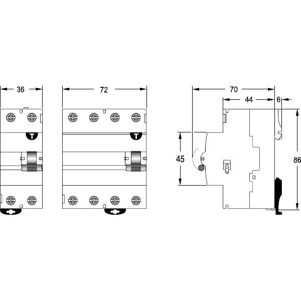 NHP MOD6 Residual Current Circuit Breaker RCCB 1PN 40A 30mA Type A
