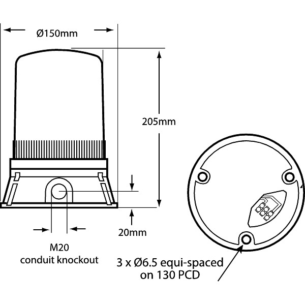 Moflash LED401 144 LEDS Steady/Flashing Rotating Mode IP65 24VDC and 90 ...
