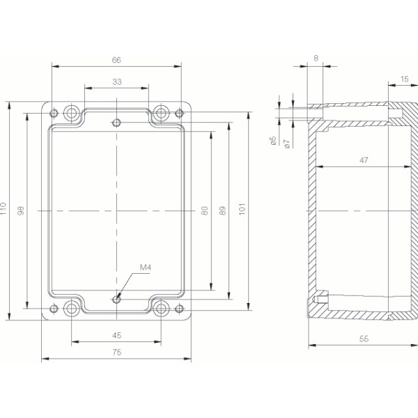Fibox Euronord Terminal Box GRP IP66 and IP67 H75 x W110 x D55mm