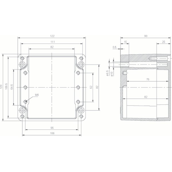 Fibox Euronord Terminal Box GRP IP66 and IP67 H120 x W122 x D90mm