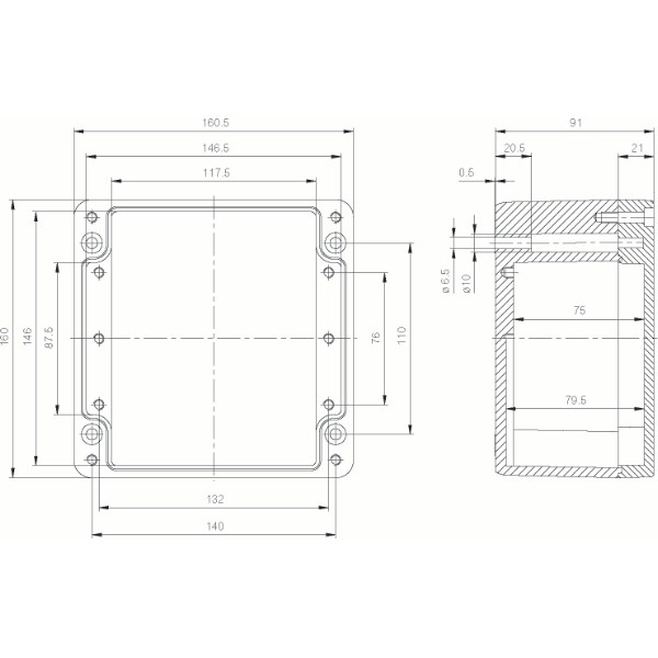 Fibox Euronord Terminal Box GRP IP66 and IP67 H160 x W160 x D90mm