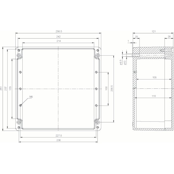 Fibox Euronord Terminal Box GRP IP66 and IP67 H250 x W255 x D120mm