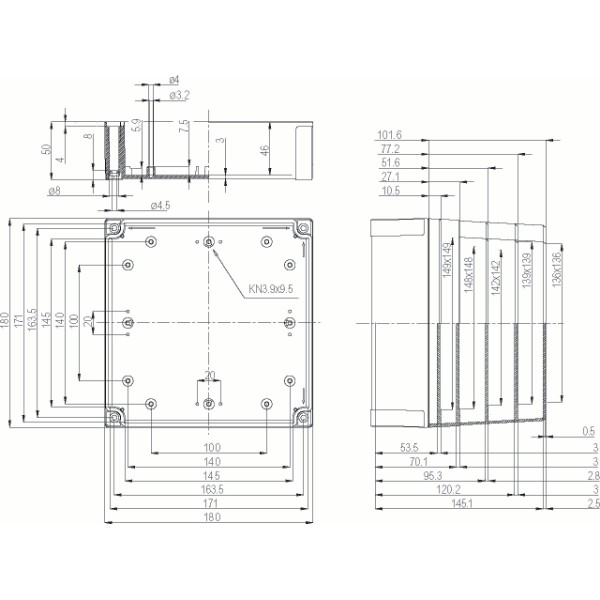 Fibox MNX Terminal Box PC IP66 and IP67 High Box H180 x W180 x 75mm Clear