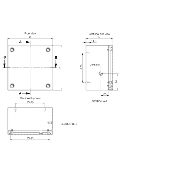 nVent HOFFMAN SSTB Terminal Box 316 Stainless Steel IP66 H150 x W150 x ...