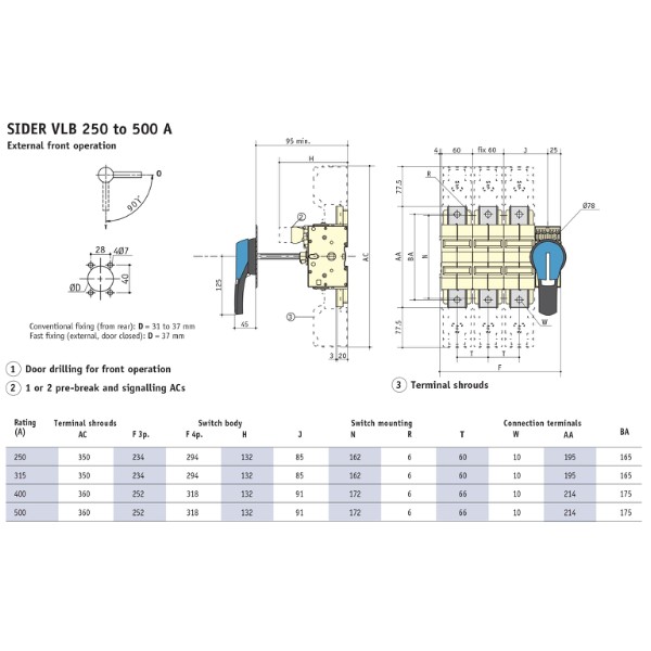 Socomec VLB Visual Load Break Switch Kit, w/ External Handle, 3P 400A