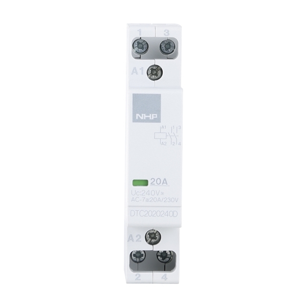 NHP DIN Contactors 20A 2 Normally Open Contacts 240V AC DC coil
