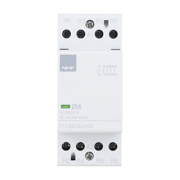 NHP DIN Contactors 25A 4 Normally Closed Contacts 240V AC DC Coil
