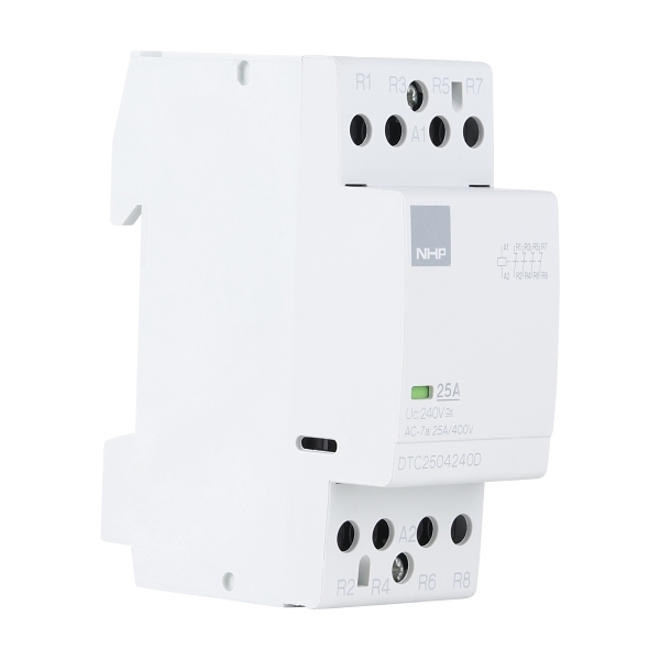 NHP DIN Contactors 25A 4 Normally Closed Contacts 240V AC DC Coil