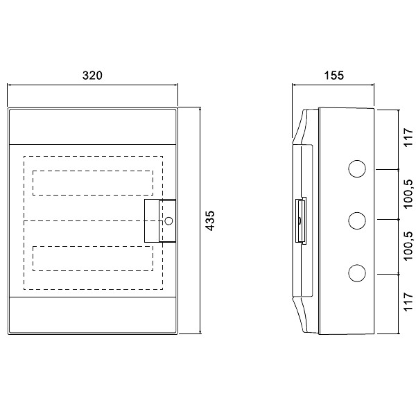 NHP Loadcentre Weatherproof 24 Way DIN-T Surface Mounted