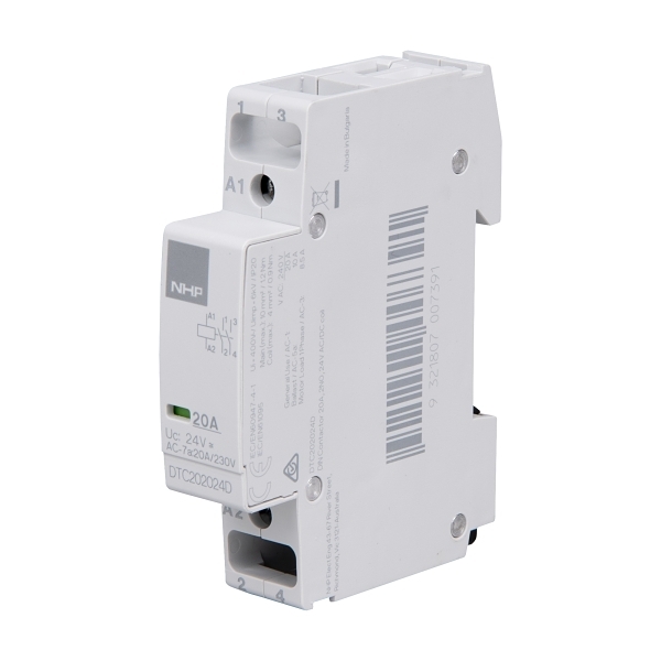 NHP DIN Contactors 20A2 Normally Open Contacts 24V AC DC Coil